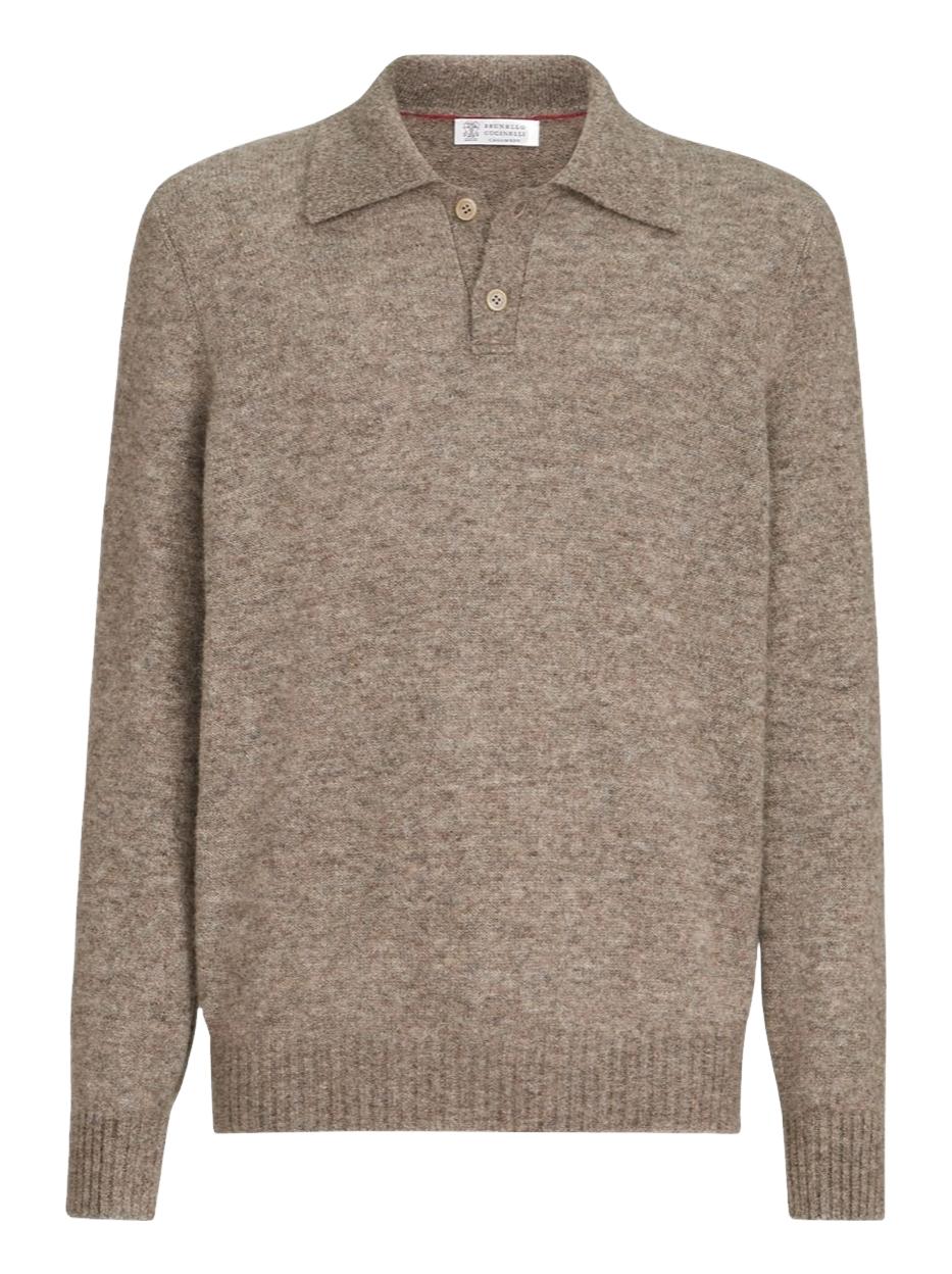 BRUNELLO CUCINELLI alpaca, cashmere and wool knit polo